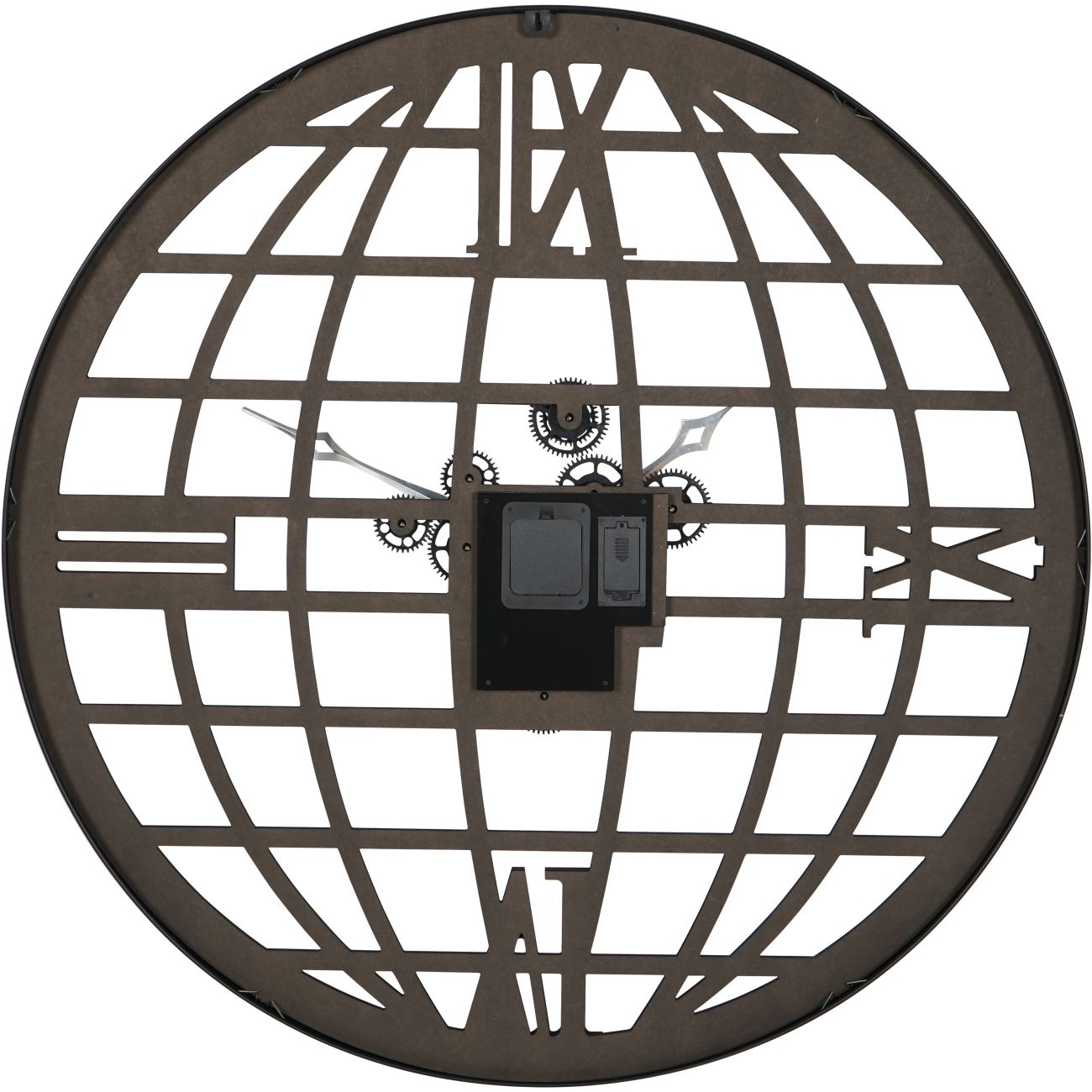 Open Wall Clock Globe and Numerals with Moving Cogs 100cm